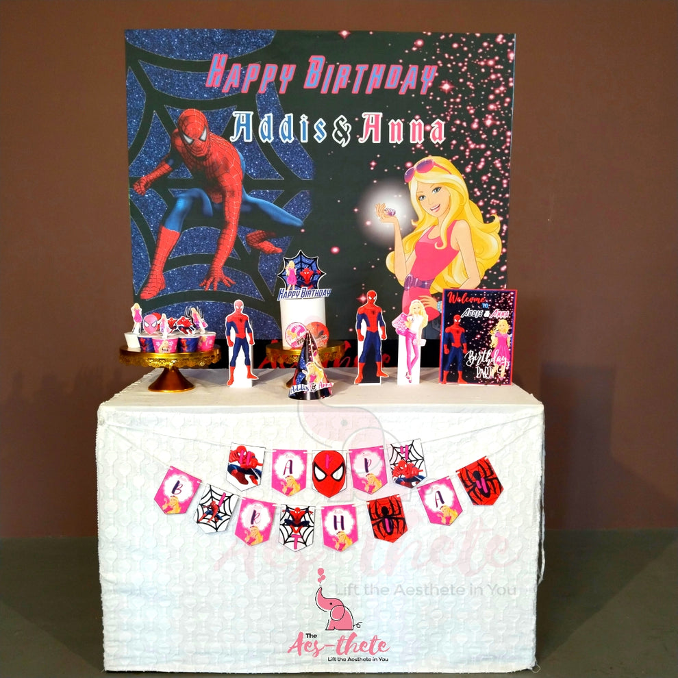 Twin Theme Spider man and Barbie – Aesthete Decor LLP